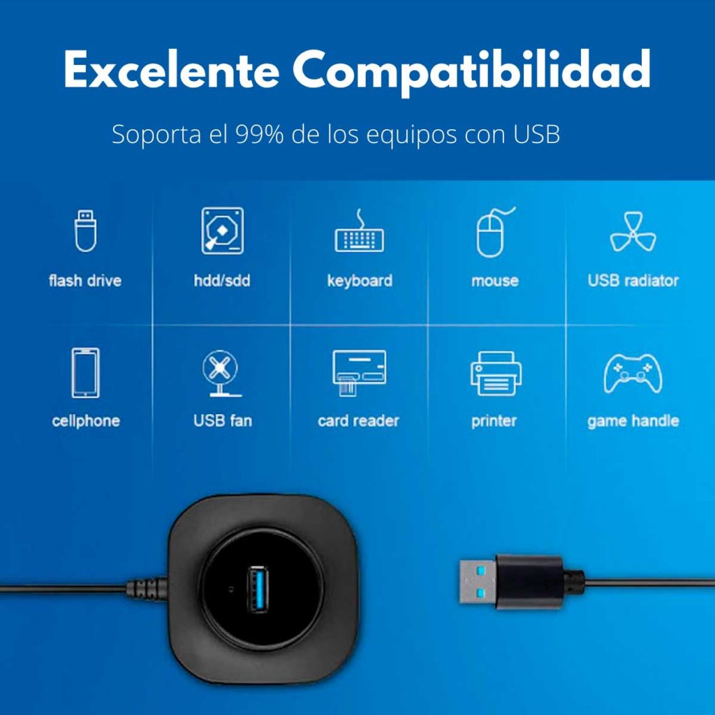 Hub 2.0 de 4 Puertos USB | Techgo Peru | 2026